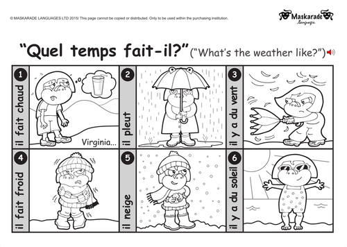 KS1 FRENCH: Level 1: Clothes-Weather-Holidays by maskaradelanguages ...