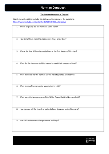 The Norman Conquest - Flippedlearning video and worksheet by ...