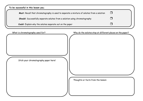 Chromatography Worksheet by Rachael Ann - Teaching Resources - Tes