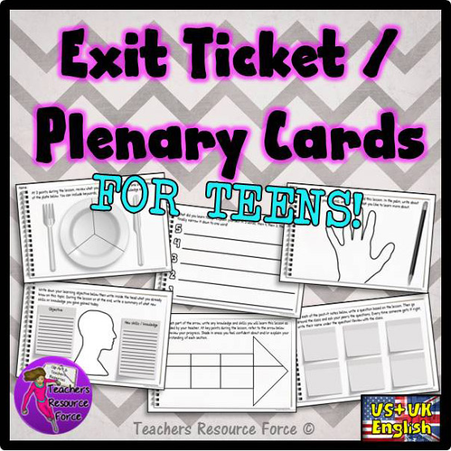 Exit Ticket / Plenary Cards to measure progress by ...