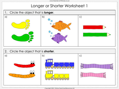Longer or Shorter - Animated PowerPoint presentation and worksheet by ... Longer or Shorter - Animated PowerPoint presentation and worksheet by ...