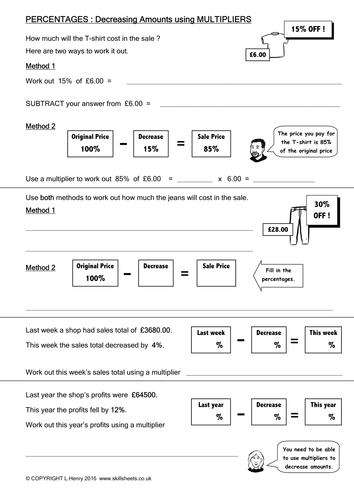 Percentages using Multipliers - Increasing and Decreasing by ... Percentages using Multipliers - Increasing and Decreasing by ...
