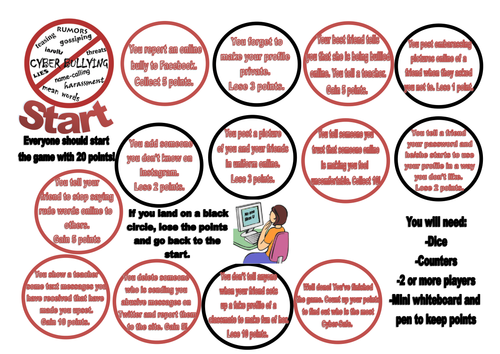 Cyber-Bullying Board Game (anti-bullying) by rachelbunce - Teaching ...