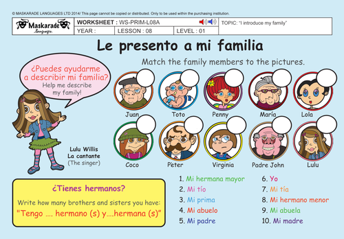 SPANISH-AT-SCHOOL-Y3-Y4: My family/ Mi familia by maskaradelanguages ...