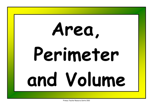 Area, Perimeter and Volume Poster Display Pack by ResourceCentre ...