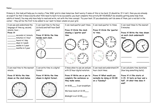 Assorted Time Questions For Pupil Kwl By Jsinnamon086 Teaching