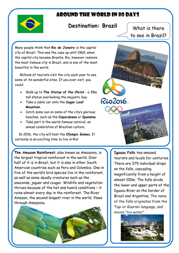 Reading Comprehension: Brazil by Richardtownend1978 - Teaching ...