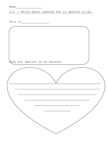 my special person worksheet by miss_tallulah - Teaching Resources - Tes