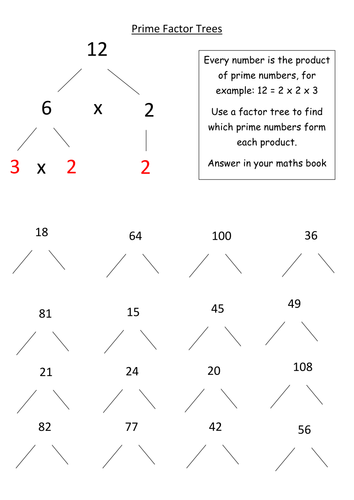 Prime Factor Trees by helensunter01 - Teaching Resources - Tes Prime Factor Trees by helensunter01 - Teaching Resources - Tes