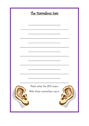 BFG Marvellous Ears Poetry Template by juliannebritton - Teaching ...