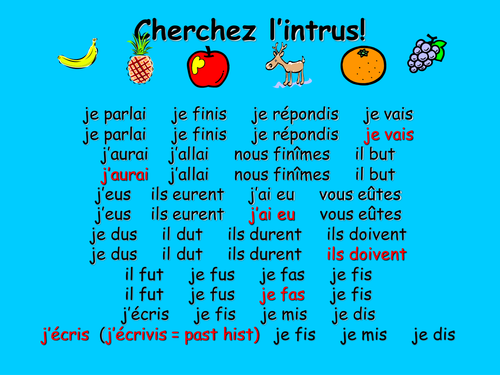 French Teaching Resources. The Past Historic. Presentation & Odd One ...