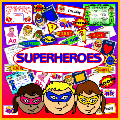 SUPERHEROES TEACHING RESOURCES, LITERACY DISPLAY EYFS KEY STAGE 1-2 ...