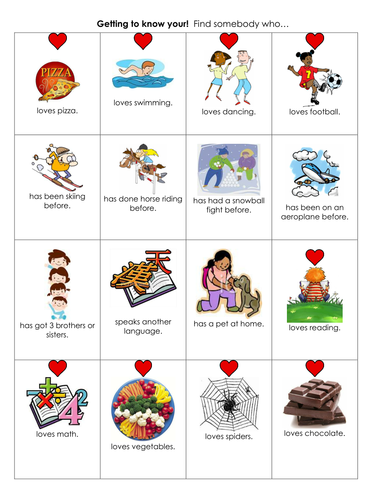 Getting to know you and your class bingo by JennyHelmer - Teaching ...