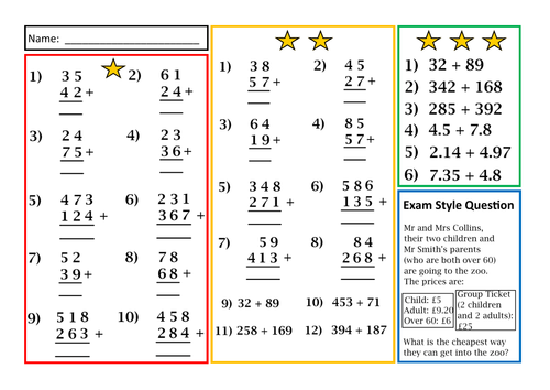 Differentiated Written Addition Worksheet by prof689 - Teaching ...