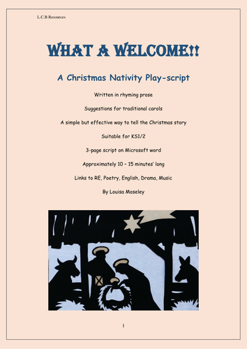 What a Welcome!!! Christmas Nativity playscript by louisacarol ...