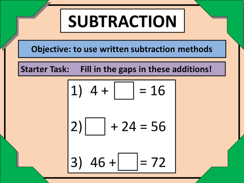 Written Subtraction (Column Method) Lesson Plan by prof689 - Teaching ...