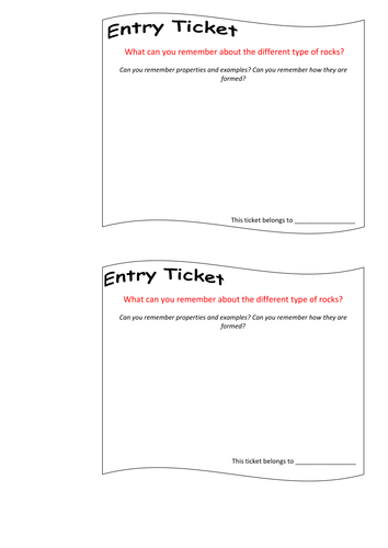 Entry and Exit ticket/progress checker/in-lesson assessment/all ...