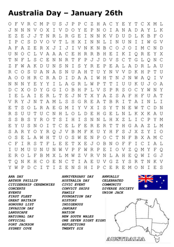 Australia Day Word Search by sfy773 - Teaching Resources - Tes