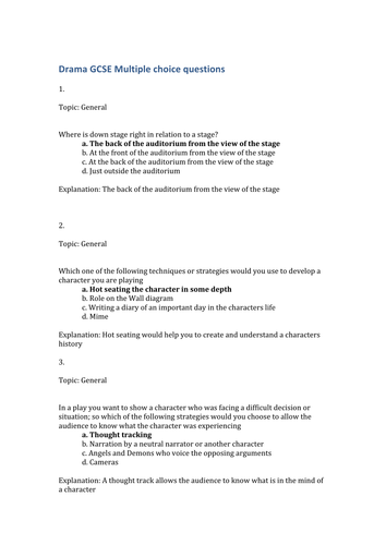 GCSE Drama Multiple choice questions by studeapps - Teaching Resources ...