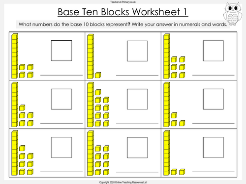 Base Ten Blocks - Representing Numbers 11-19 by Teacher-of-Primary ...