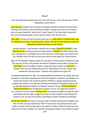 Beowulf planning Year 5/6- defeating the monster tale by carmenm ...