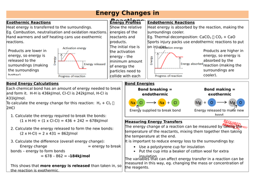 Energy Changes in Reactions Revision Sheet (new AQA) by teachsci1 ... Energy Changes in Reactions Revision Sheet (new AQA) by teachsci1 ...