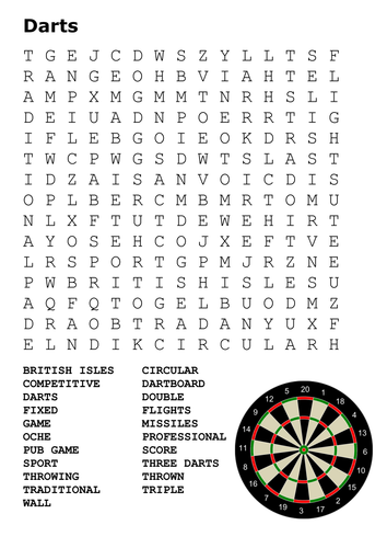 Darts Word Search by sfy773 - Teaching Resources - Tes