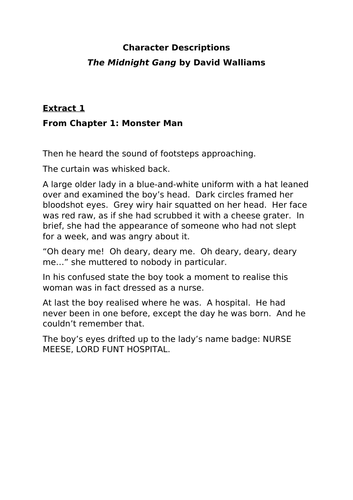 Character Descriptions from The Midnight Gang by David Walliams by ...