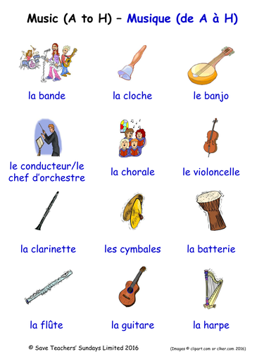 High school French resources: music
