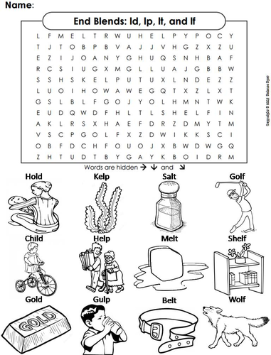 Ending Sounds Word Search: ld, lp, lt, and lf (End Blends) by ...