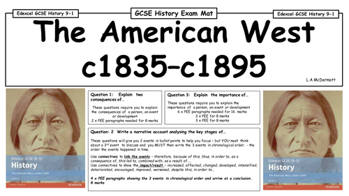 Edexcel GCSE 1-9 American West GCSE History Exam Mat of questions for assessment and planning by ...