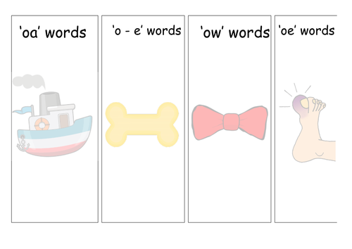 Phonics oa ow o-e oe sorting activity by LiziP - Teaching Resources - Tes