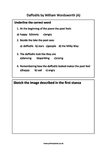 Daffodils by William Wordsworth: PPT, poem and worksheets by ...