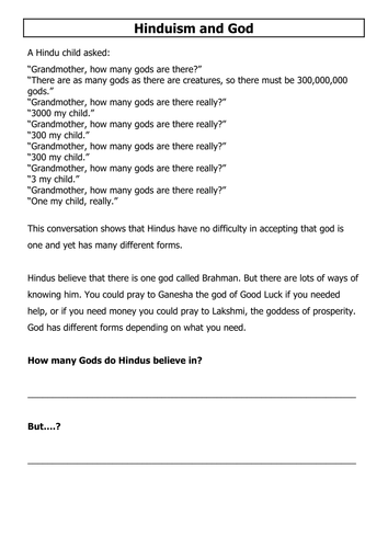 Secondary world religions teaching resources: Hinduism | TES