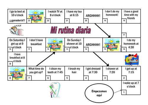 Spanish Routine - Rutina Diaria Game by Supreena - Teaching Resources - Tes