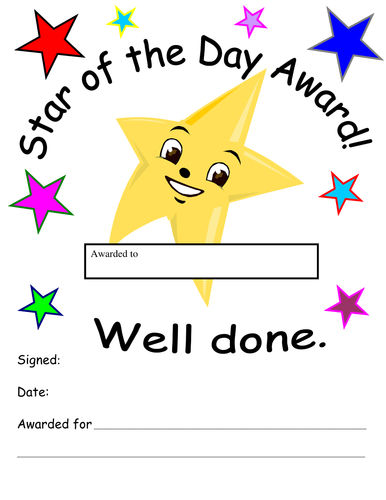 Star of the day award by lou73102002 - Teaching Resources - Tes