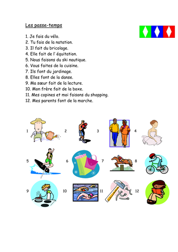 les passe-temps by llequette - Teaching Resources - Tes