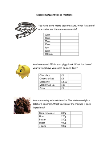 Expressing One Quantity as a Fraction of Another by clongmoor ...