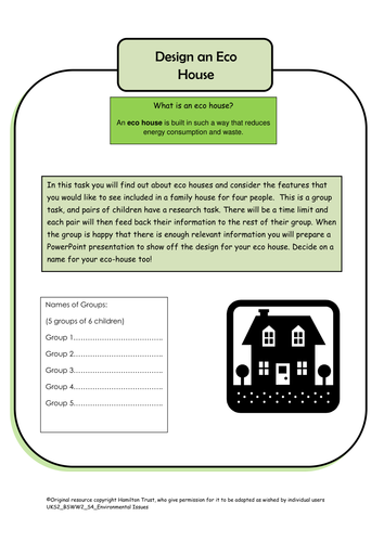 Design An Eco House by HamiltonTrust - Teaching Resources - Tes