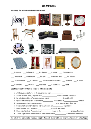les meubles en français by anyholland - Teaching Resources - Tes