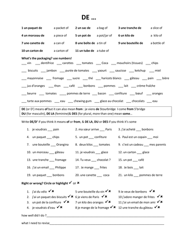 de partitive article in French by anyholland - Teaching Resources - Tes