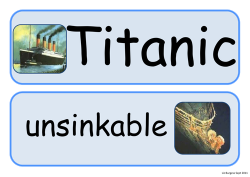 Titanic topic words by Lizeb - Teaching Resources - Tes