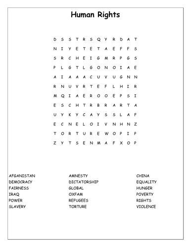 bill of rights word search answers