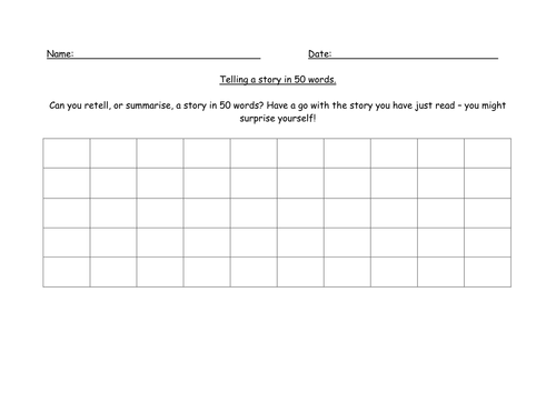 50-Word Story Telling by Sazo123 - Teaching Resources - Tes