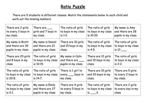 Ratio Puzzle by ryansmailes - Teaching Resources - Tes