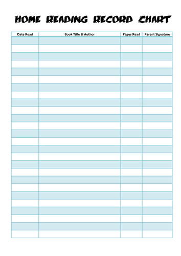 Home Reading Record Chart by TroyCarnie - Teaching Resources - Tes