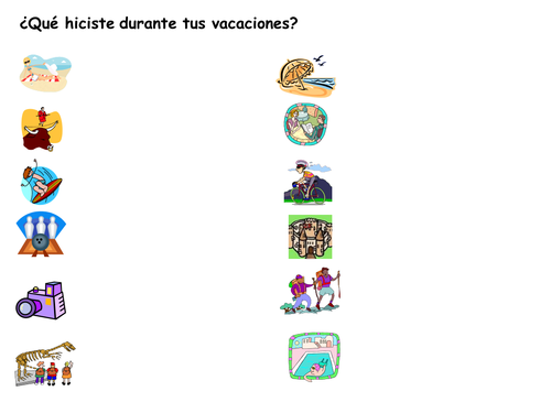 Que hiciste durante tus vacaciones? worksheet by mmullen - Teaching ...