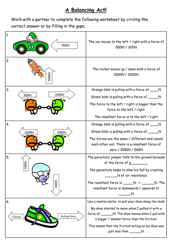Calculating Force Worksheet Calculating Force Worksheet