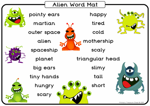 Alien themed A4 word mat by PrimaryTreasureChest - Teaching Resources - Tes