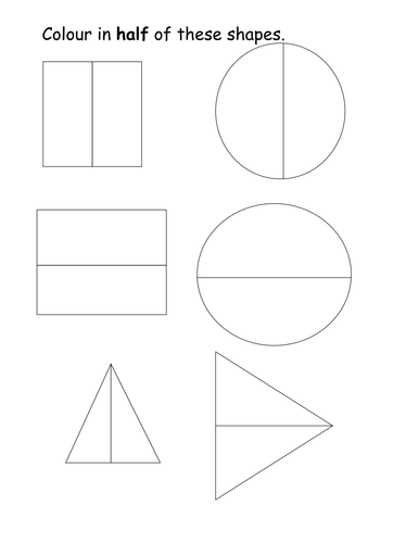 Colour in half of the shapes worksheet by ctomBFC - Teaching Resources ...